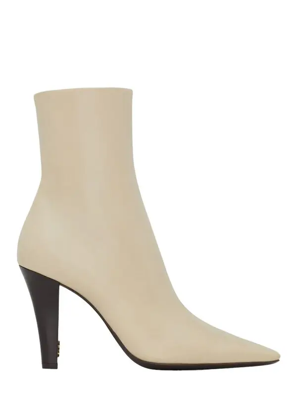 Saint Laurent Jill Ankle Boots In Smooth Leather - Light Brown