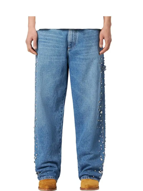 1989 STUDIO Crystal Embellished Wide-leg Jeans - Blue