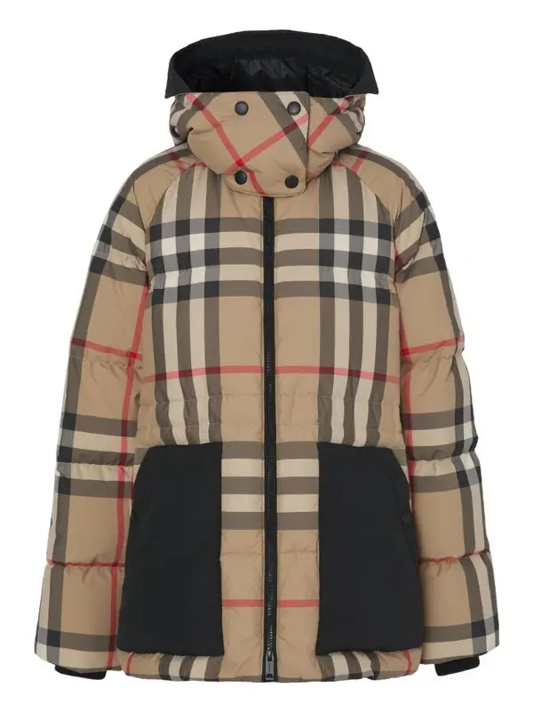 Burberry Vintage Check Padded Jacket With Drawstring Waist - Nude
