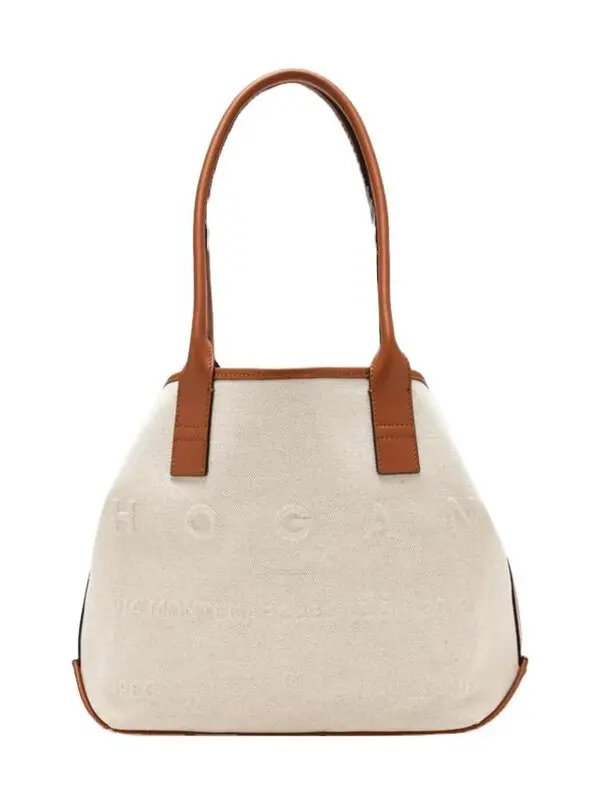 Hogan Script Shopping Bag - Nude