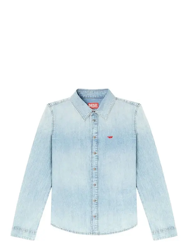 DIESEL® De-eazy Logo Embroidered Denim Shirt - Light Blue