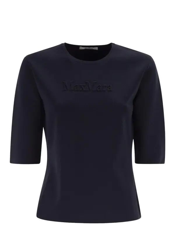 Max Mara Embossed Logo Crewneck Top - Black