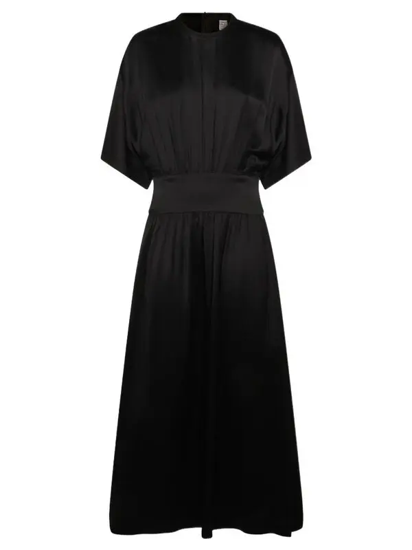 TOTEME Crewneck Satin Maxi Dress - Black