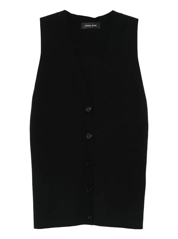 ANINE BING Button-up V-neck Vest - Black