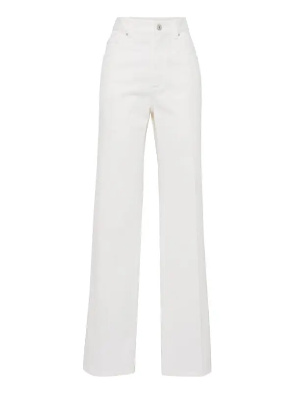 Brunello Cucinelli Monili Embellished Contemporary Denim Jeans - White