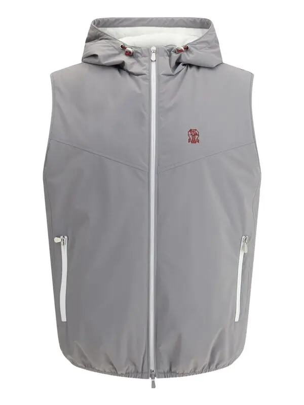 Brunello Cucinelli Bonded Hooded Vest - Gray