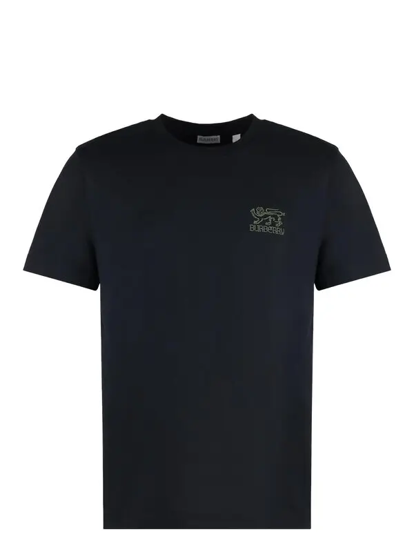 Burberry Logo Embroidered Crewneck T-shirt - Black
