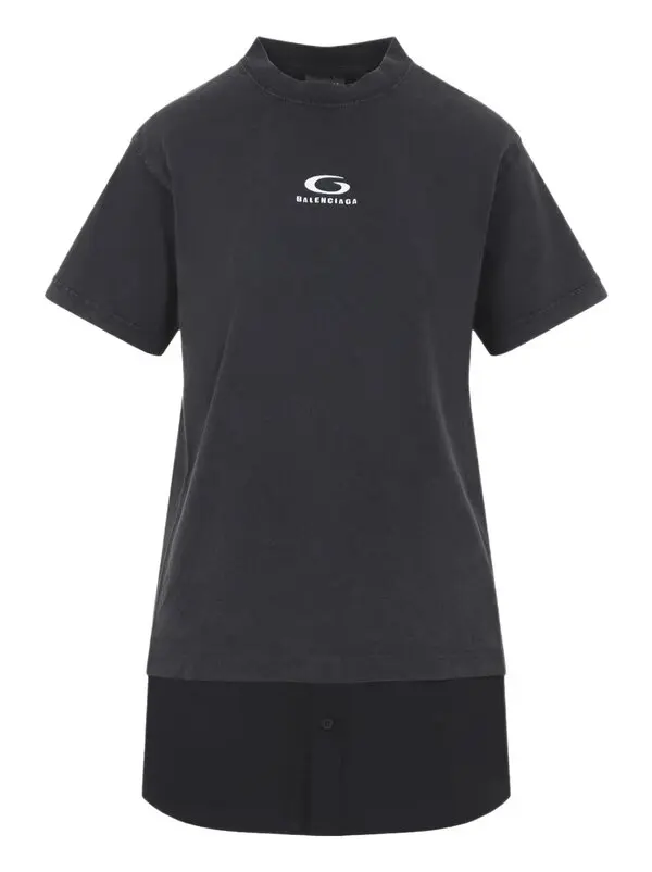 Balenciaga Layered T-shirt Dress - Black
