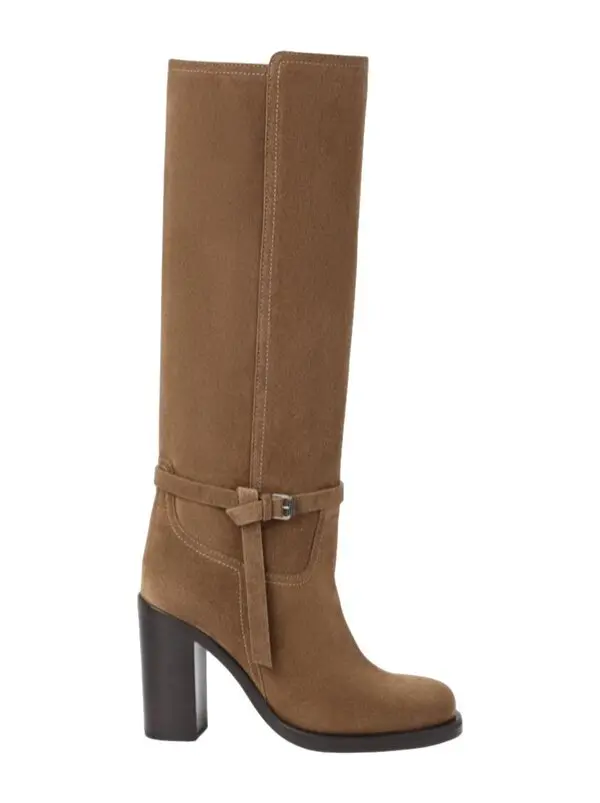 Brunello Cucinelli 100mm Buckle-strap Suede Boots - Light Brown