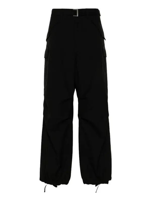 Sacai Suiting Drawstring Ankle Cargo Trousers - Black