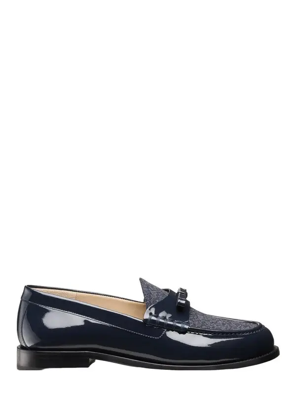 STUART WEITZMAN Patent Leather Loafers With Bow Detail - Black