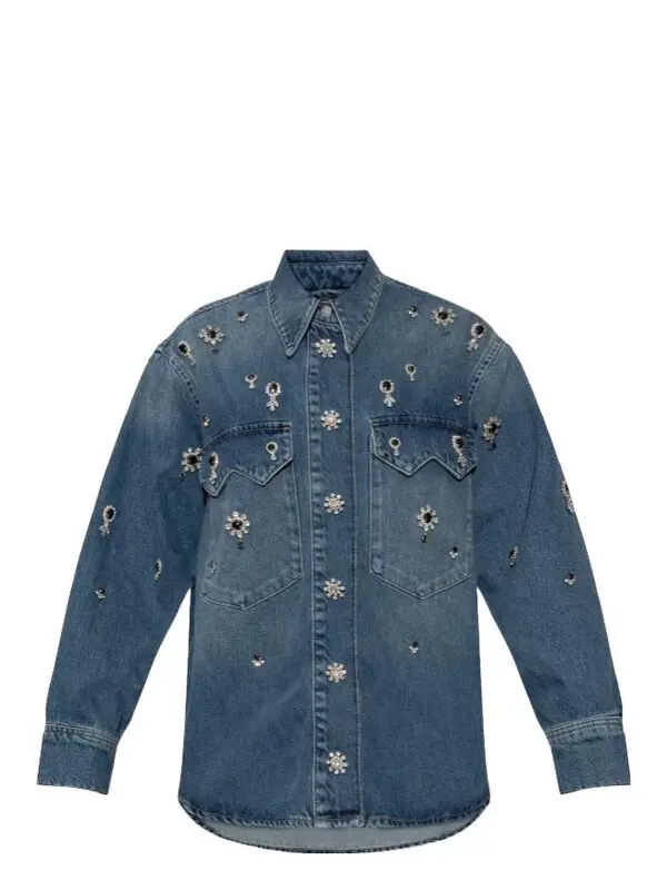 ALLSAINTS Crystal-embellished Denim Shirt - Blue