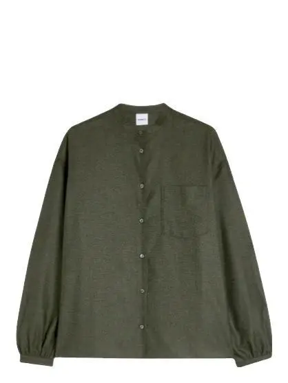 Aspesi Long Sleeve Band Collar Shirt - Green