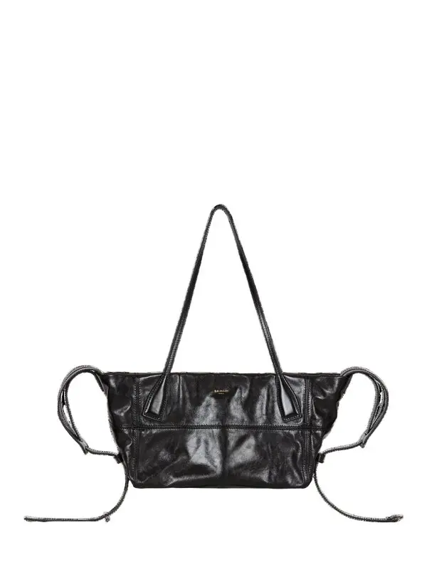 Balmain Shiny Leather Tote Bag - Black