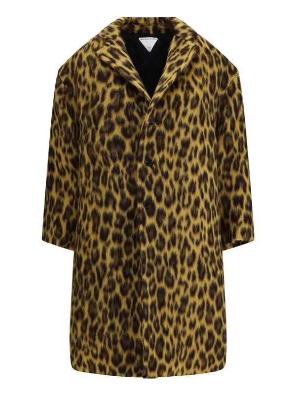 Bottega Veneta Brushed Leopard Print Coat - Black