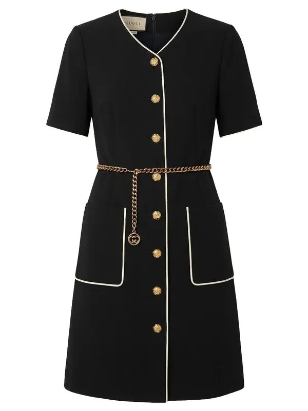 Gucci Buttoned Short-sleeve Midi Dress - Black