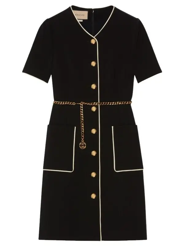 Gucci Buttoned Short-sleeve Midi Dress - Black