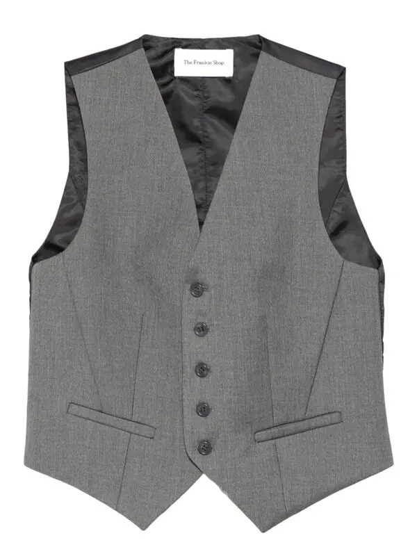 THE FRANKIE SHOP Sleeveless V-neck Vest - Gray