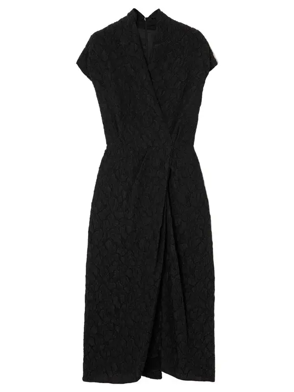 Dries Van Noten Seersucker Wrap Dress - Black