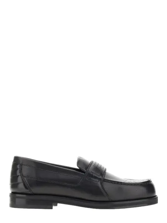 1989 STUDIO Perforated Leather Loafers - Black