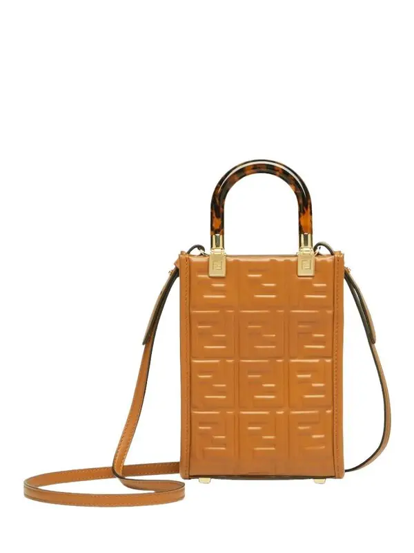 Fendi Leather Mini Bag With Ff Motif - Brown
