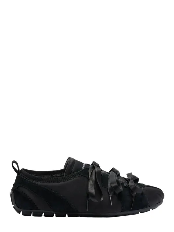 Simone Rocha Ballerina Grip Leather Sneakers With Bow Detailing - Black