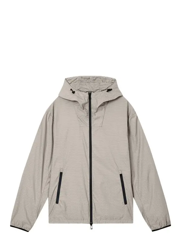 Emporio Armani Jacquard Letter Zip-up Hooded Jacket - Nude