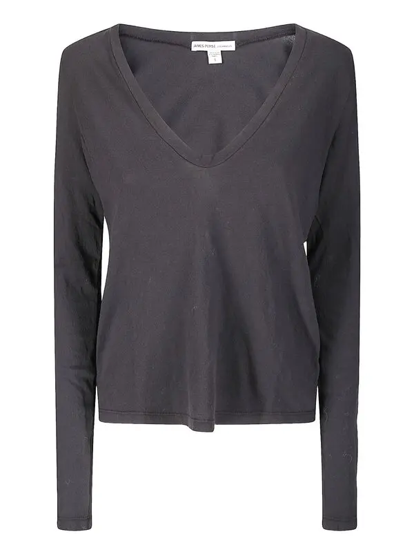 JAMES PERSE Deep V-neck Long Sleeve T-shirt - No