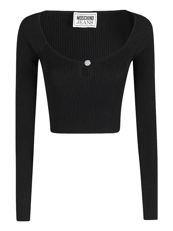 Moschino Long-sleeved Ribbed Sweater - Black
