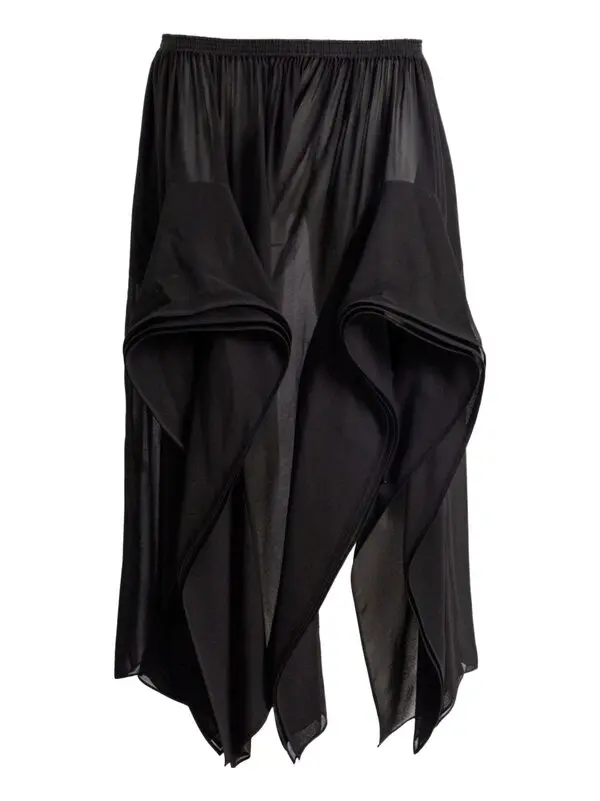 Alaïa Asymmetrical Ruffle Georgette Trousers - Black
