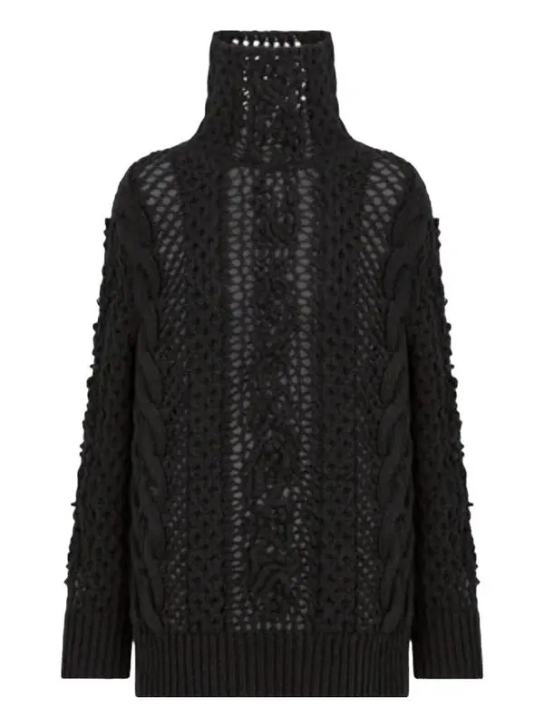 Dior Stand Collar Sweater With Bee Embroidery - Black