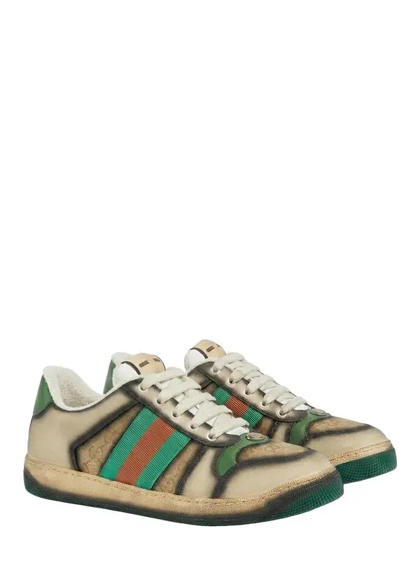 Gucci Serigraphy Screener Sneaker - Dark Blue Beige And Dark Brown