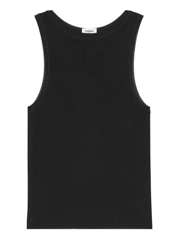 Saint Laurent Sleeveless Ribbed Knit Tank Top - Black