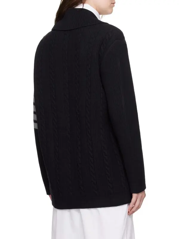 Thom Browne 4-bar Button-up Cardigan - Navy Blue