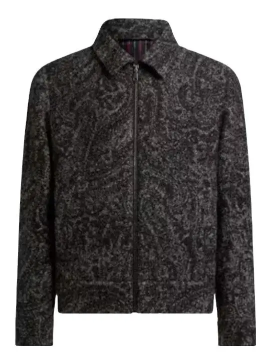 Etro Wool-blend Jacquard Zip-up Bomber Jacket - Grey