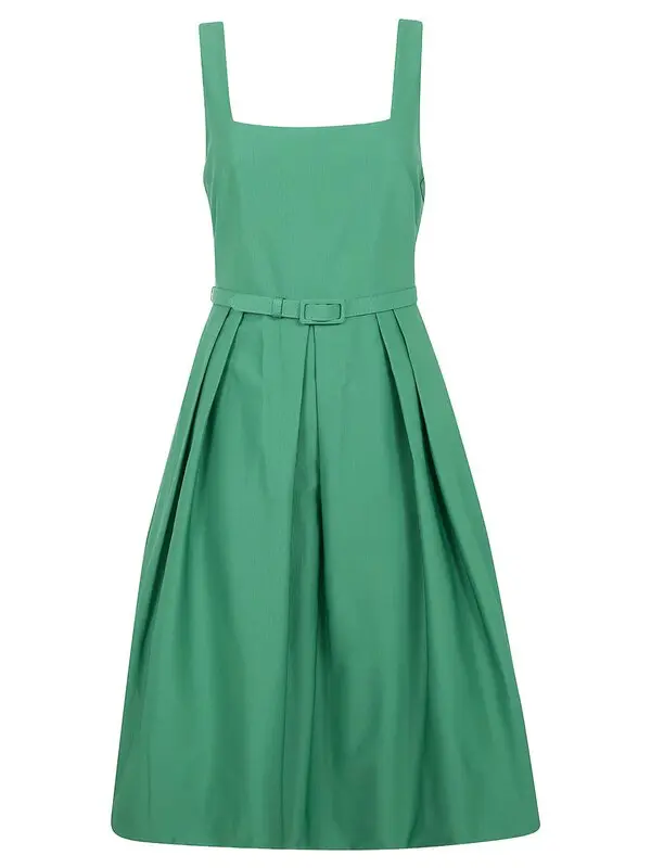 Ralph Lauren Sleeveless Belted Pleated Dress - Green