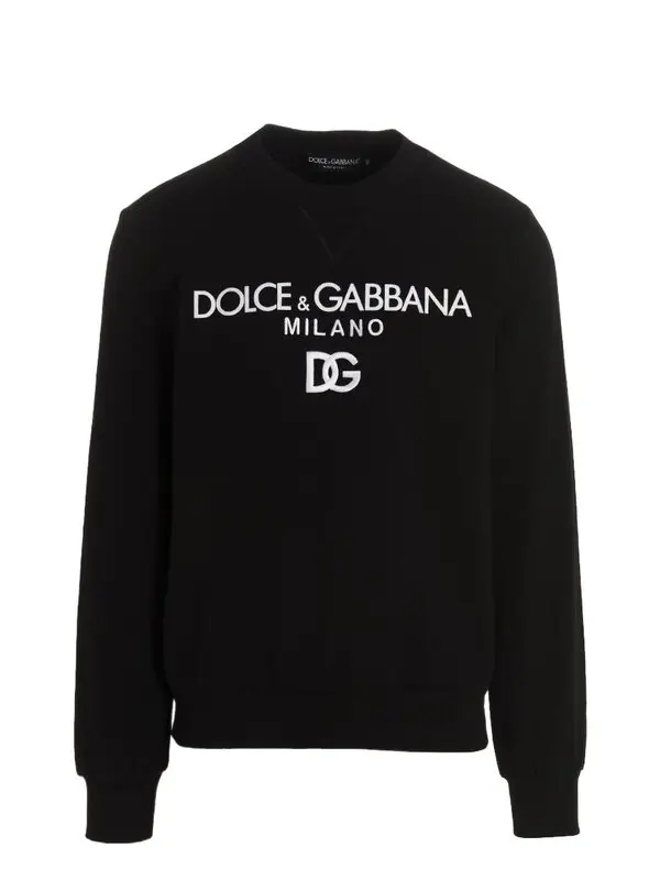 Dolce & Gabbana Logo Embroidered Crewneck Sweatshirt - Black