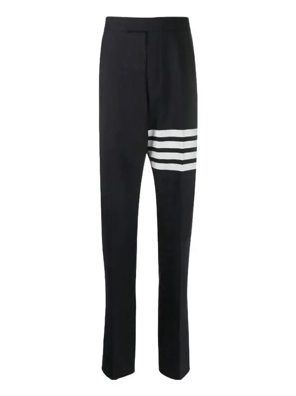 Thom Browne Four Bar Striped Detail Trousers - Navy Blue