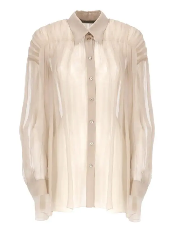 Alberta Ferretti Long Sleeve Shirt - Nude