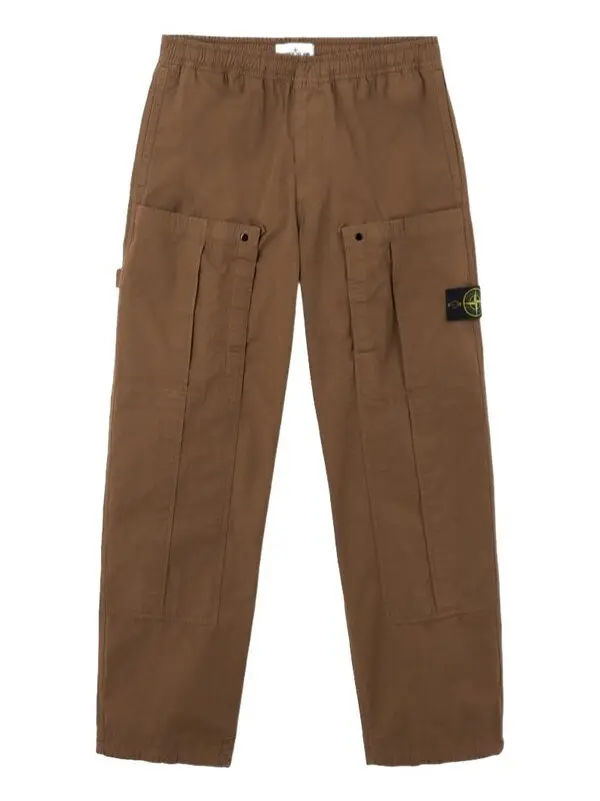 Stone Island Cargo Trousers With Elasticated Waistband - Ochre