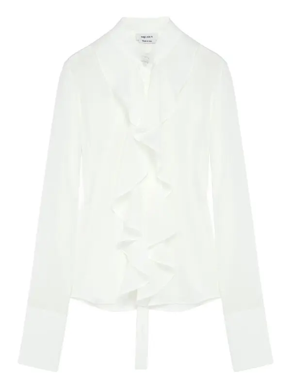 Alexander McQueen Ruffled Front Button-up Shirt - Cream