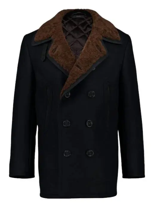 TOM FORD Double Breasted Long Sleeved Coat - Black, Brown