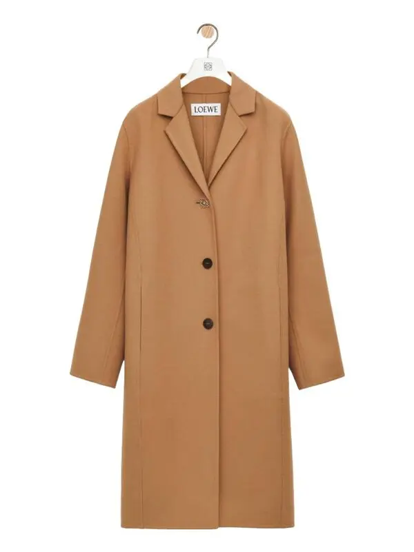 Loewe Anagram Coat In Wool And Cashmere - Camel