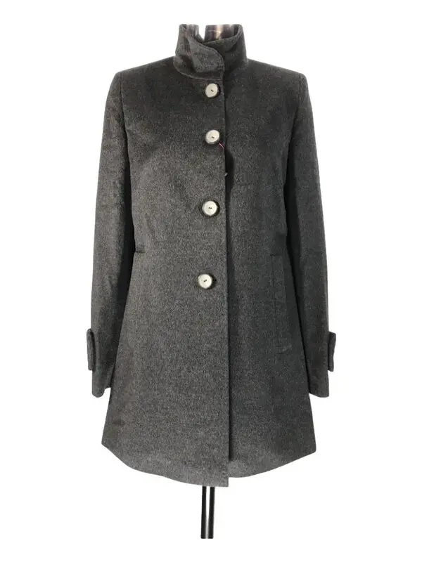 Max Mara Long-sleeved Wool Coat With Stand Collar - Black