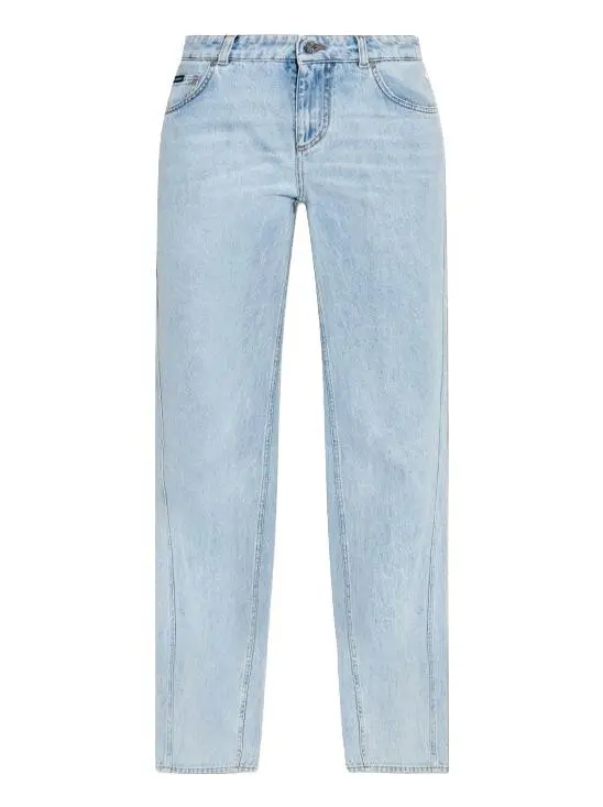 Dolce & Gabbana Logo Plaque Jeans - Light Blue