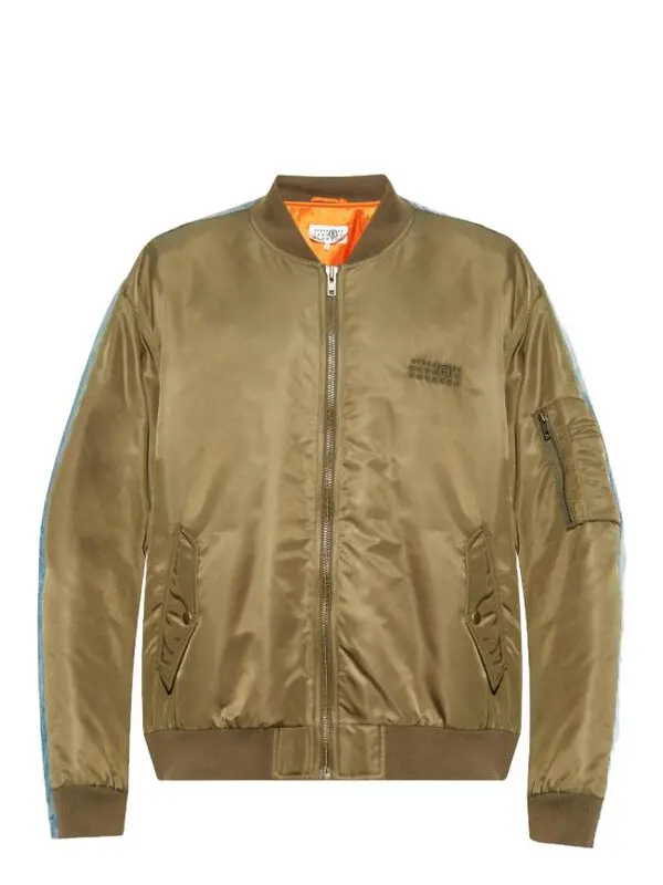 MAISON MARGIELA Numbers-motif Zipped Bomber Jacket - Brown/blue