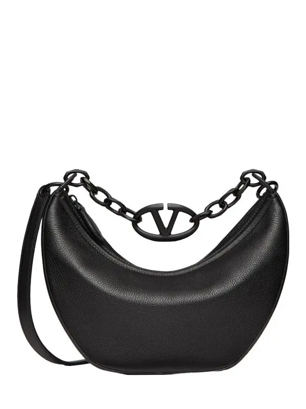 Valentino Garavani Vlogo Moon Zip-up Small Shoulder Bag - Black