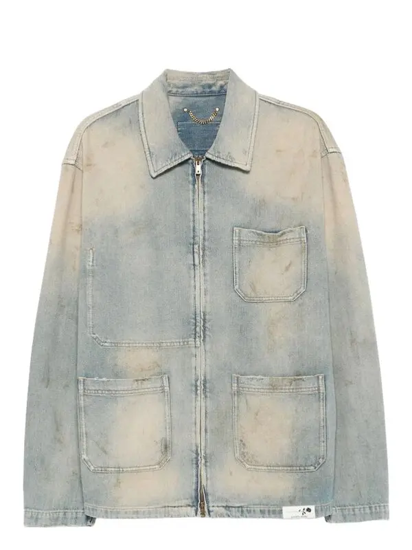 GOLDEN GOOSE Zip-up Denim Shirt Jacket - Gray