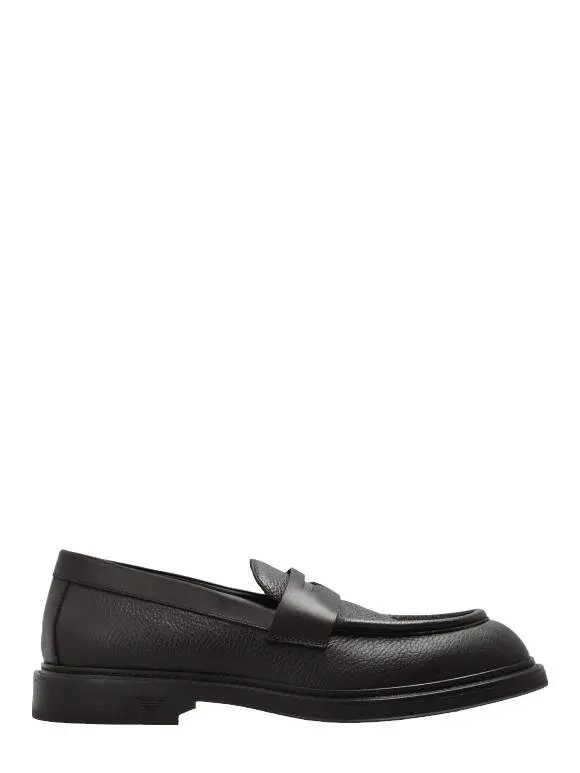 Emporio Armani Almond Toe Slip-on Loafers - Brown