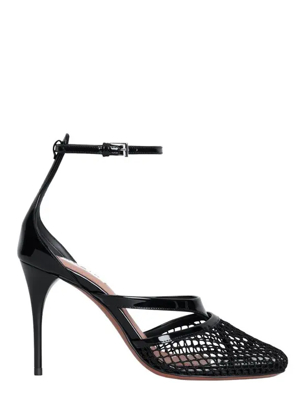 Alaïa 90mm Patent Leather Pumps With Ankle Strap - Black